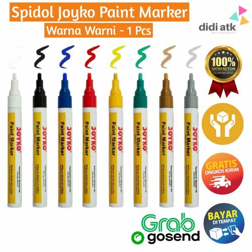 Jual Paint Marker / Spidol Cat Permanen Joyko Warna Emas Putih Hitam ...