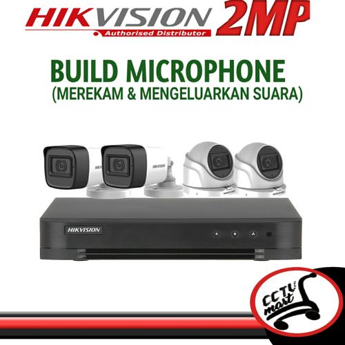 Jual PAKET CCTV HIKVISION MIC AUDIO 2MP 4 CAMERA BUILD MICROPHONE ...