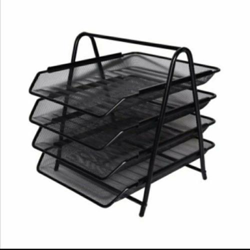Jual tray susun 4/tray besi susun 4/rak kertas besi - Hitam - Kota ...