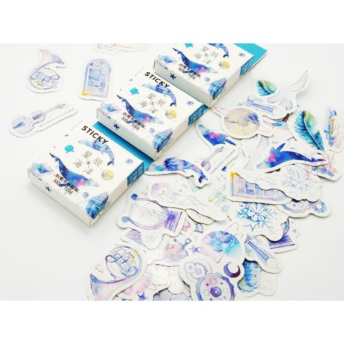 Jual sticker aesthetic cutting stiker box desain blue ocean decor ...