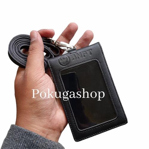 Jual nametag kulit logo BNPT double fungsi kulit asli warna hitam - Kab ...