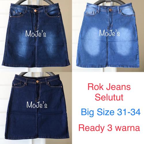 Jual Rok Jeans Big Size 31-34 Selutut Rok Jeans Pendek Wanita Ukuran ...