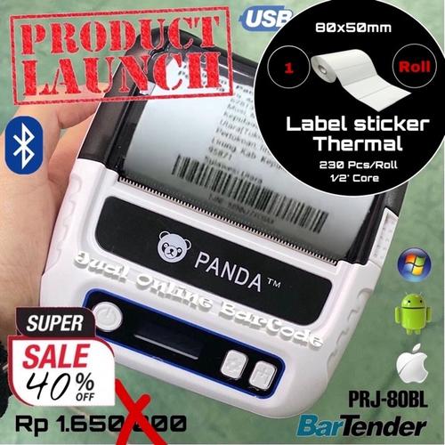 Jual LABEL PRINTER PANDA PRJ-80BL BLUETOOTH +STICKER THERMAL u ...