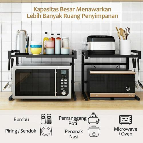 Jual Rak Microwave Stainless Adjustable Rak Penyimpanan Dapur Serbaguna ...