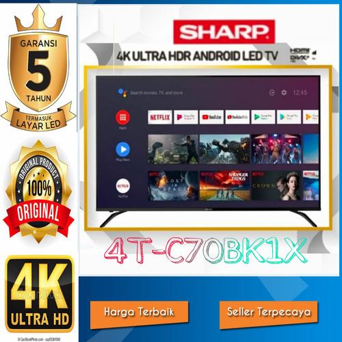 Promo LED TV SHARP AQUOS 70 inch 4T-C70BK1X Android 9.0 UHD 4K garansi ...