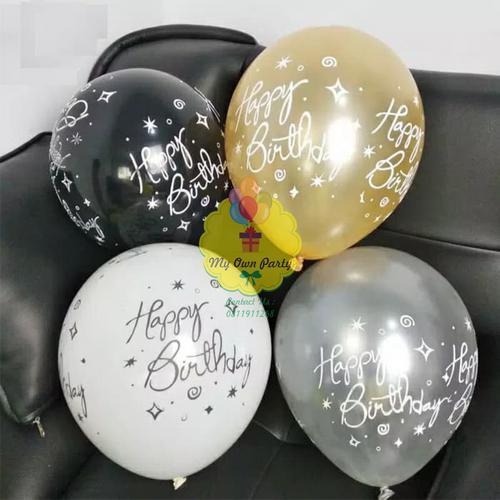 Jual Balon Latex HBD GOLD SILVER / Balon Latex Happy Birthday / Balon ...