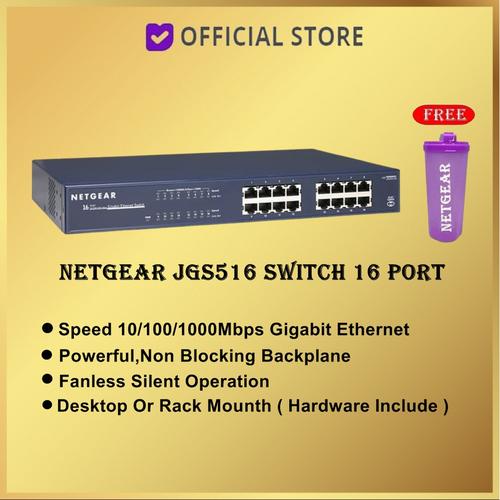 Promo Netgear JGS516 Switch 16-Port 10/100/1000 Mbps Gigabit Ethernet ...