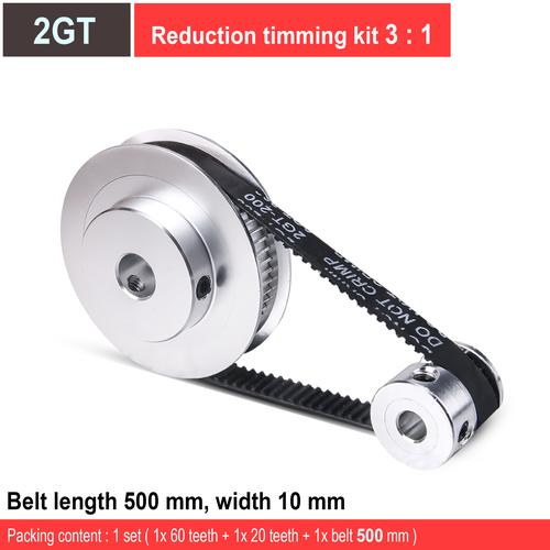 Jual 2GT Timing pulley and belt 1 set 60T + 20T + 500mm Reduction ratio ...