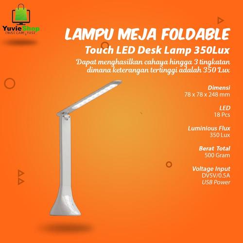 Jual Lampu Meja Lipat Foldable Touch LED Desk Lamp 350Lux Bandung ...