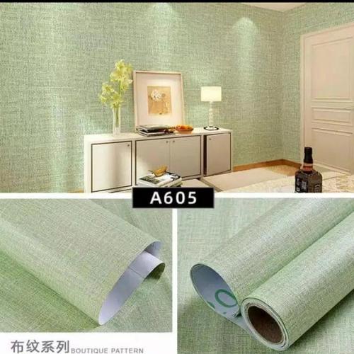 Jual Wallpaper Dinding Sticker Dinding Hijau Polos Berserat - 2 ...