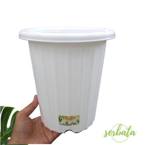 Jual Pot bunga Yogap YPT 17 Putih Model Tinggi / Pot Tanaman Plastik ...