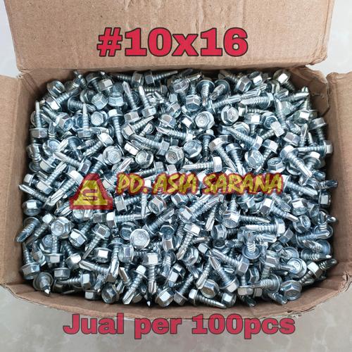 Jual [100pcs] Skrup Baja Ringan 10x16 / Sekrup Paku Baut Roofing Screw - Kab. Tangerang - Asia ...