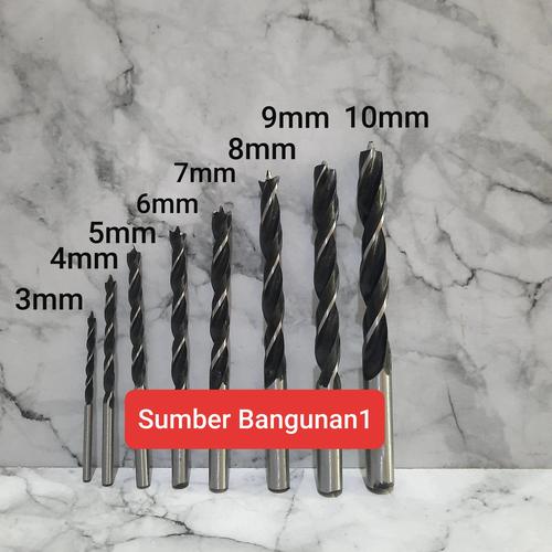 Jual Mata bor kayu 3mm 4mm 5mm 6mm 7mm 8mm 9mm 10mm wood drill lancip ...