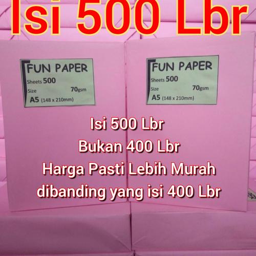 Jual Kertas HVS A5 70 Gr Putih 1 Rim (isi 500 lbr ) Fun Paper - Kota ...