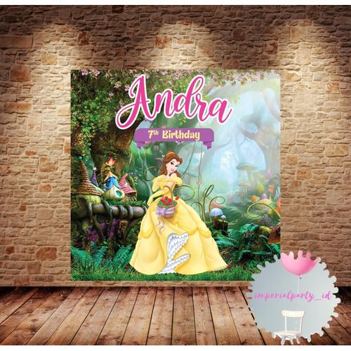 Jual Custom Backdrop Banner Spanduk Happy Birthday Princess Belle ...