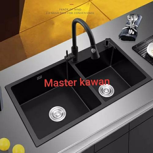 Promo Paket Lengkap Kitchen Sink Stainless 8245 Hitam + Kran Sink Hitam ...