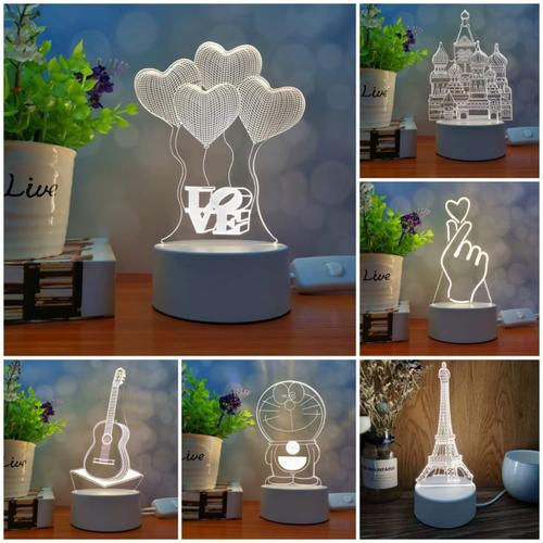 Jual [3 WARNA] Lampu 3D Lampu Tidur LED Motif Eiffel Love Paris Kado ...