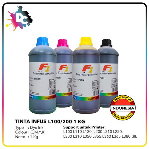 Jual Tinta Printer F1 Ink for Printer Epson L-Serie L110,L120,L800 Cyan ...