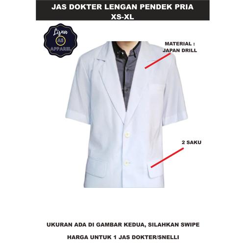 Jual Jas Dokter Snelli Pria Lengan Pendek Japan Drill Ukuran XS-7L - S ...