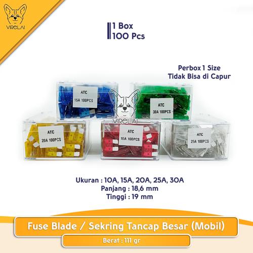 Jual Sekring Tancap Mobil Fuse Besar 10A 15A 20A 25A 30A Sikring 1Box ...