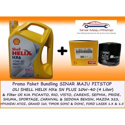 Jual Paket Oli SHELL HELIX HX6 10W-40 & Filter Oli HYUNDAI ATOZ & GRAND ...