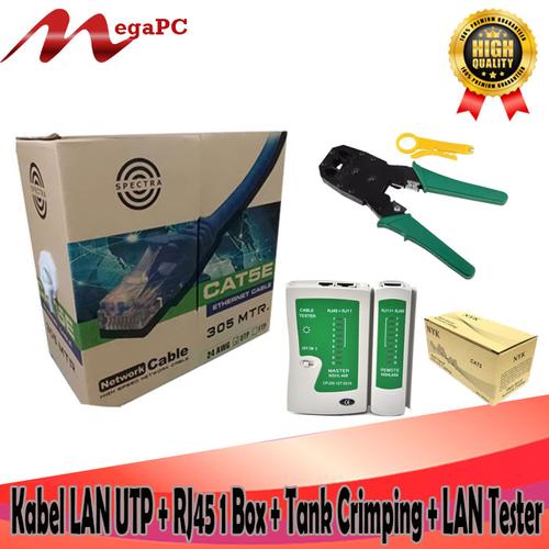 Jual Paket kabel Lan UTP + RJ45 1 Box + Tang Crimping + Lan Tester ...