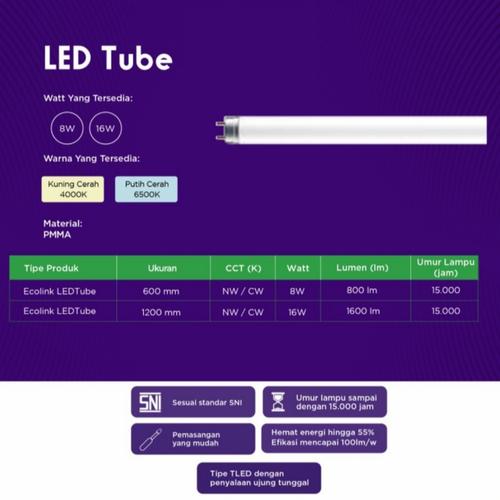 Jual lampu TL led tube t8 ecolink 8w - Jakarta Barat - SIP Elektrik ...