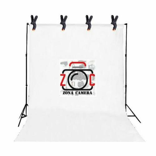 Jual Background Kain Foto Putih 5x3 Studio Layar Photo White Backdrop ...