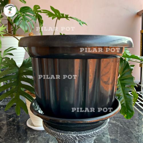 Jual pot bunga plastik hitam 50cm +tatakan bawah - Kota Tangerang ...
