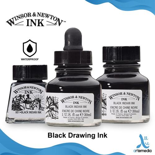 Jual Tinta Kaligrafi Winsor & Newton Black Indian Drawing Ink Pigment ...