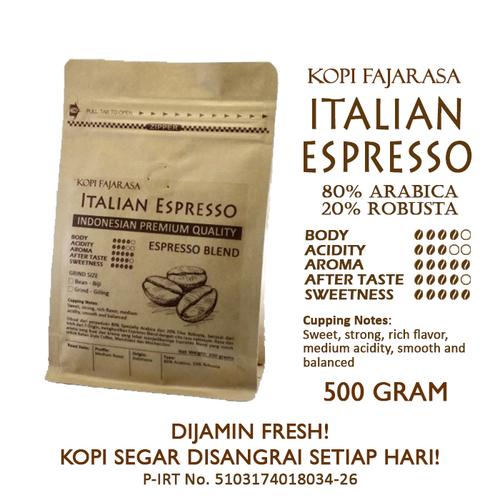 Jual Kopi Fajarasa Italian Espresso biji kopi Espresso Blend 500 gram ...