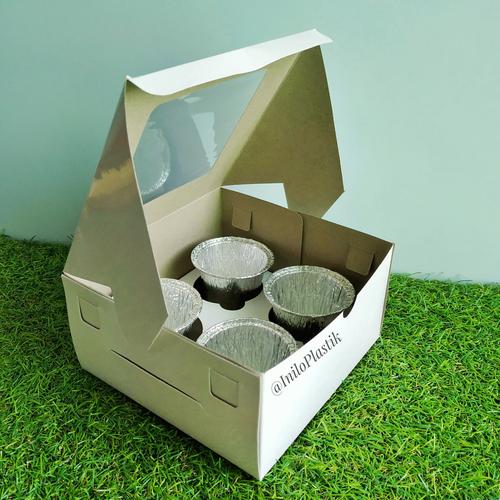 Jual Dus Cupcake Lubang 4 / Box Kemasan Kue Cupcake Muffin Lubang 4 ...