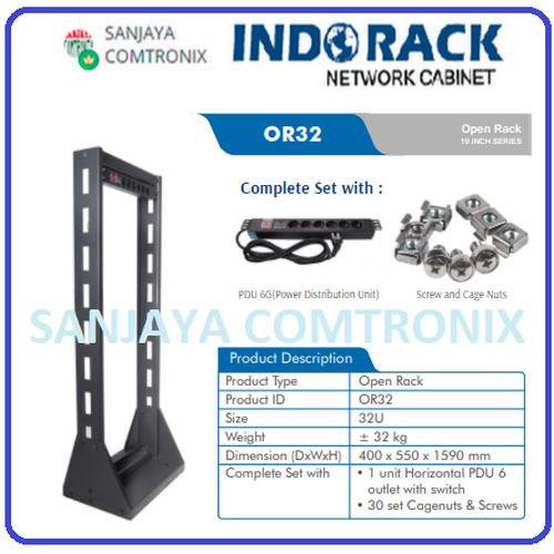 Jual Indorack OR32 19" Standing Open Rack Server 32U ( OR-32 OR32U OR ...