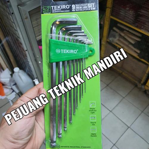 Jual KUNCI L SET TEKIRO BALLPOINT 9PCS PANJANG / HEX KEY SET 9PCS ...