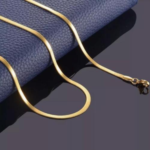 Jual Tali Kalung Pipih Titanium Pria Wanita Gold Emas Anti Karat 45cm ...