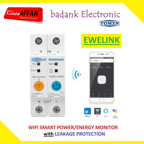 Jual Ewelink WIFI ON-OFF Energy kWh Power Monitor 63A with LEAKAGE ...
