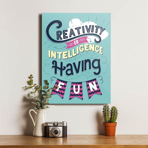 Jual Poster Quote Creativity Intelligence Having Fun Dekorasi Dinding ...