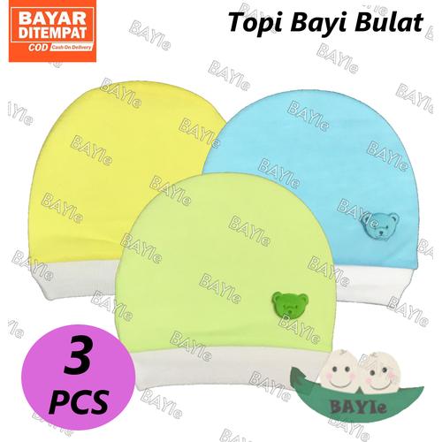 Jual 3 PCS Topi Bayi / Anak model BULAT POLOS WARNA - GIRL - Kab ...