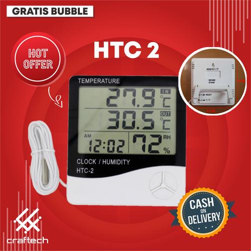 Jual HTC-2 Thermometer Suhu Hygrometer Clock Temperature Humidity Meter ...