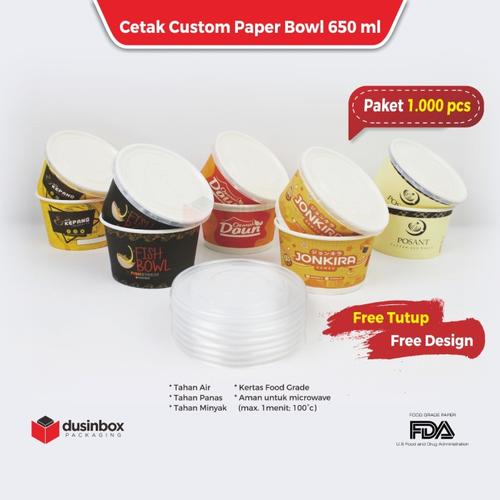 Jual PAPER BOWL 650ml 22oz CETAK CUSTOM DESAIN FULL COLOR - PAKET 1.000 ...