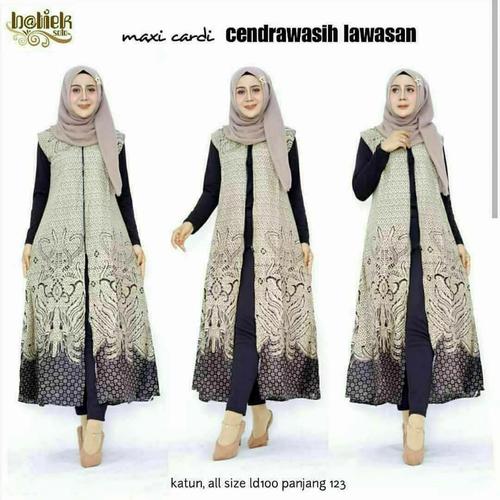 Jual cardigan batik wanita etnik tanpa lengan outer panjang katun ...