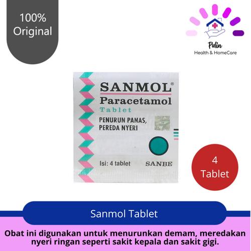 Jual Sanmol Isi 4 Tablet / Obat Penurun Demam & Pereda Nyeri ...
