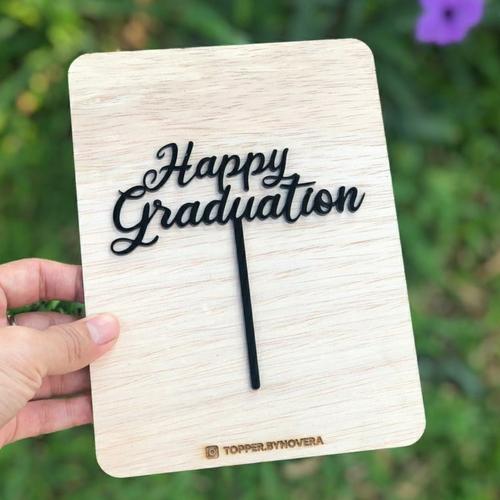 Jual Cake topper happy graduation - natural wood - Kab. Tangerang ...