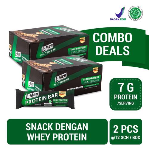 Promo Twin Pack: L-Men Protein Bar Crunchy Chocolate 12 Sch (7g protein ...