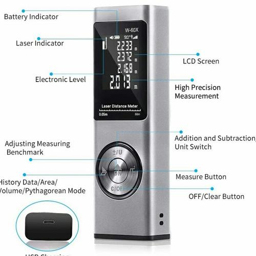 Jual 80m Meteran Laser Distance Rangefinder ukur jarak meter - Hitam ...