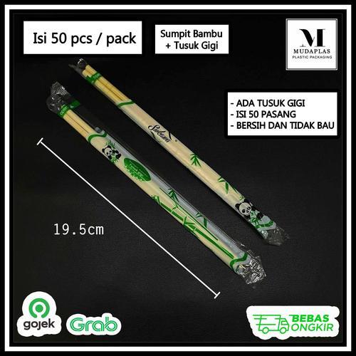 Jual SUMPIT BAMBU TUSUK GIGI ISI 50 PCS - SUMPIT KOKI PANDA / SUMPIT ...