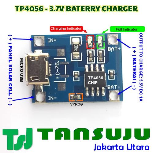 Jual Modul Pengisi Baterai Li-Ion Lithium Battery Charger Micro USB ...