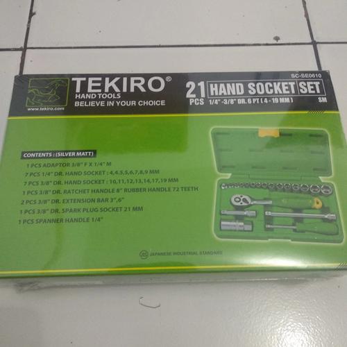Jual Tekiro Socket Set 21pc Square 1/4 - 3/8 inch Ukuran 4mm-19mm ...