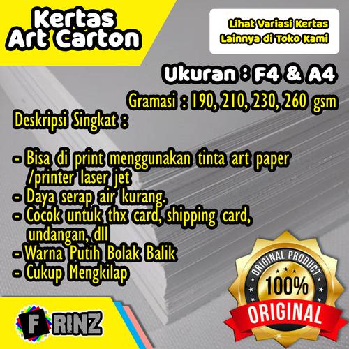 Jual Karton Art Carton Karton Art Paper F4 A4 / Cartoon 190 210 230 260 ...