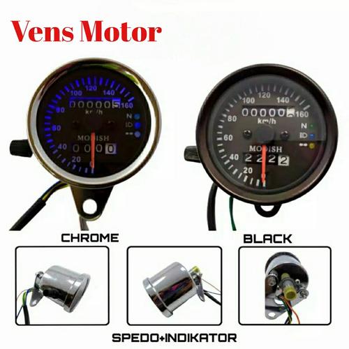 Jual Speedometer Motor Universal Bulat Hitam/ Spidometer Motor Bulat ...